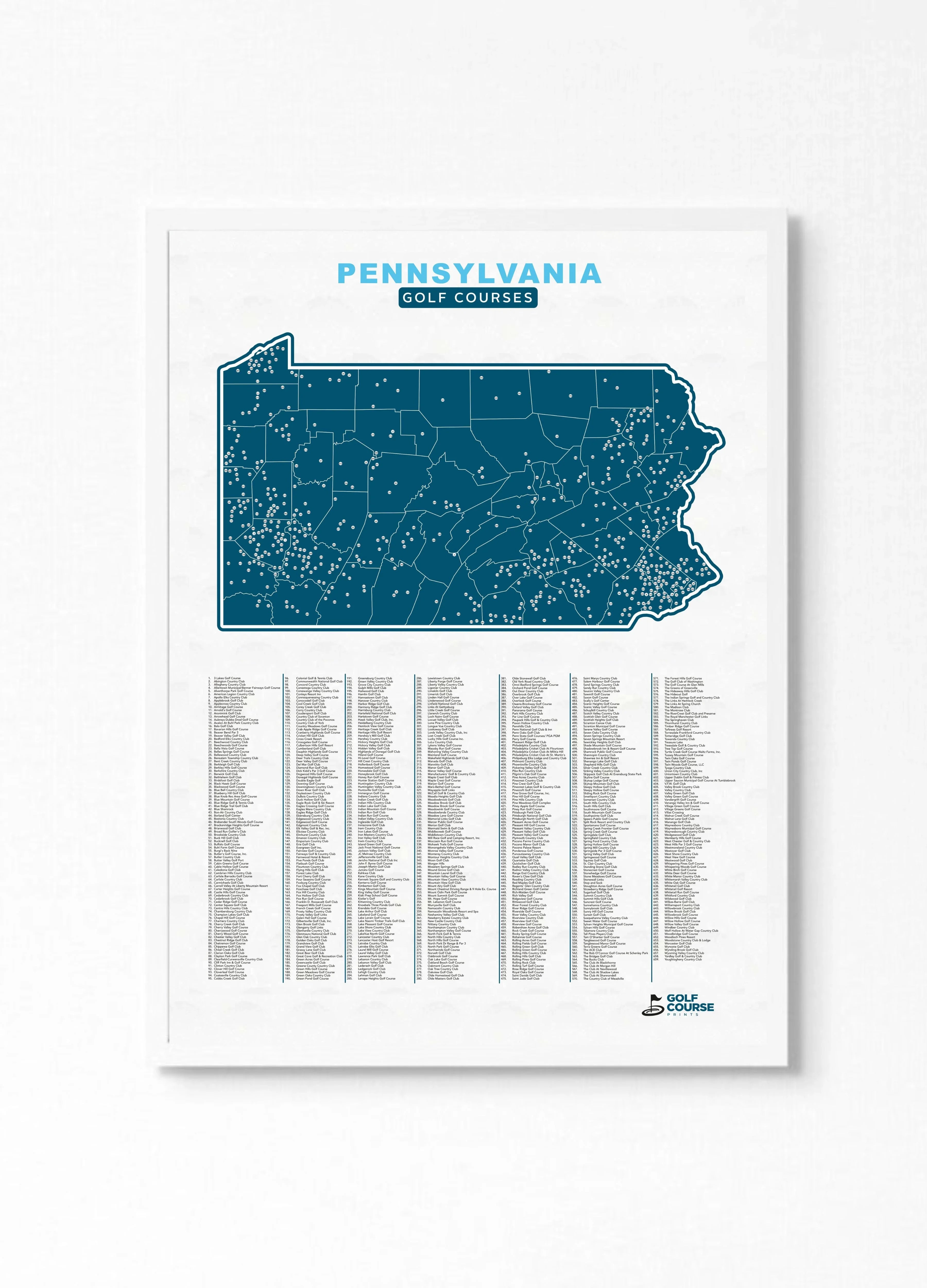 Elevate Your Home with Map of Pennsylvania Golf Courses Maps and Prints ...